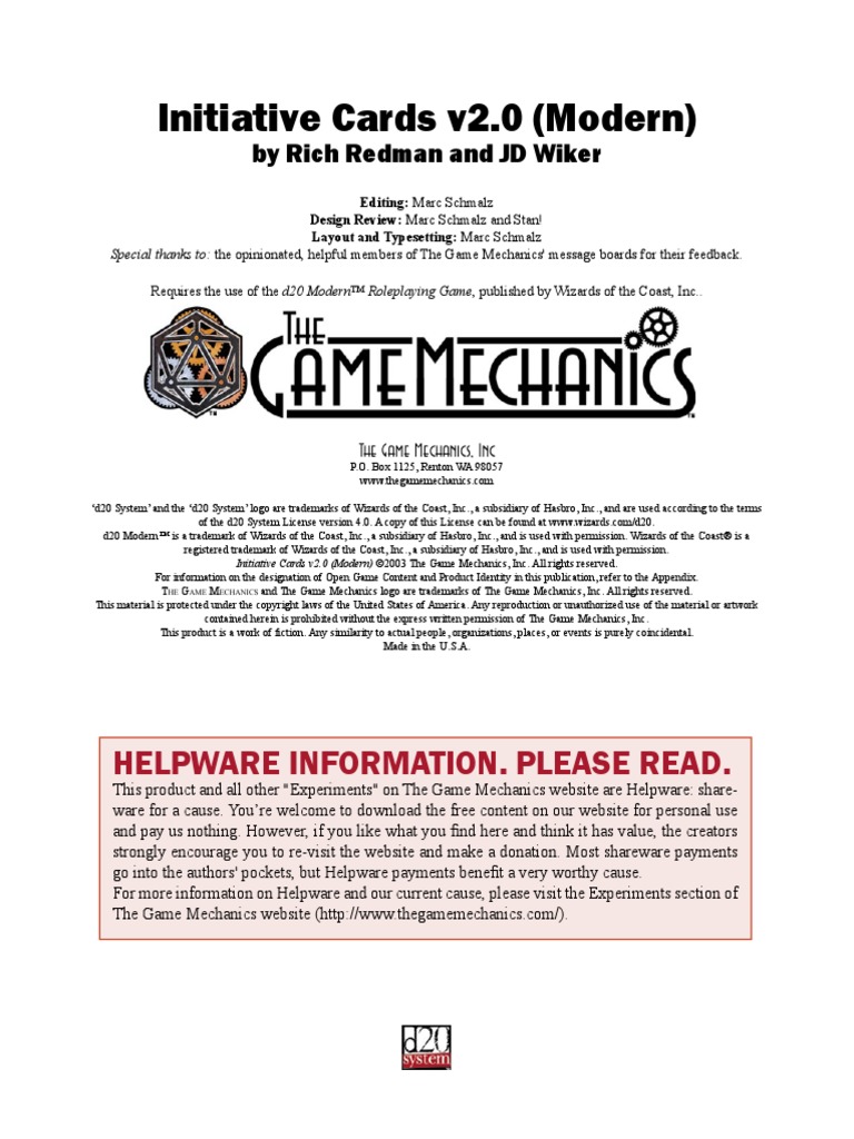 Modern Initiative Cards | PDF | Derivative Work | License