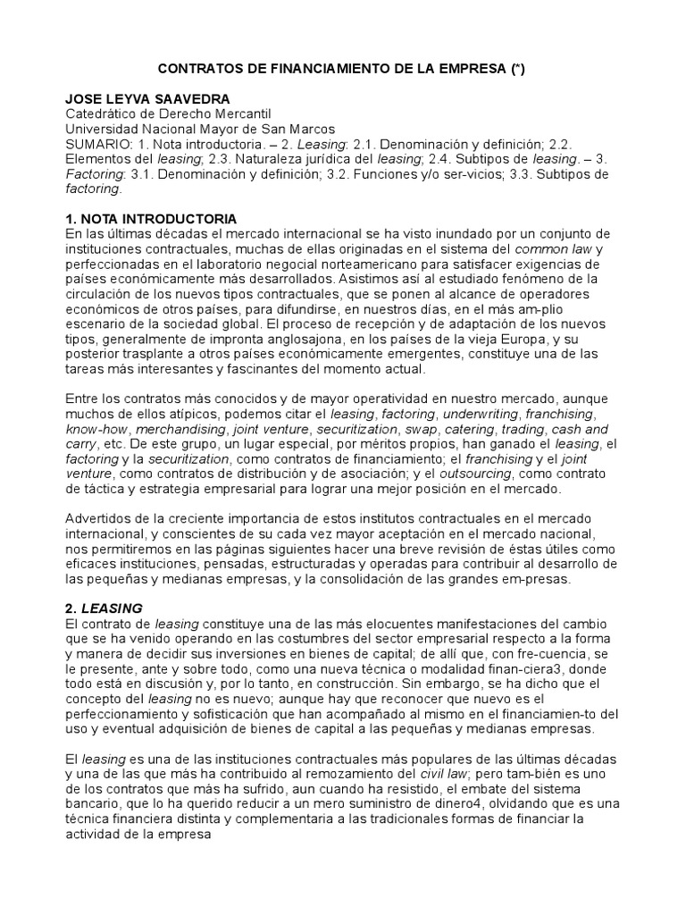 Contrato de Financiamiento Dr. Leyva | PDF | Arrendamiento | Ley de obligaciones