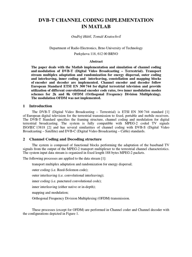 DVB 043 Huttl | Download Free PDF | Forward Error Correction | Orthogonal Frequency Division ...