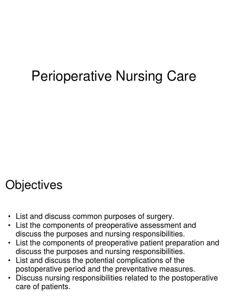 Perioperative Nursing Care | PDF | Surgery | Anesthesia
