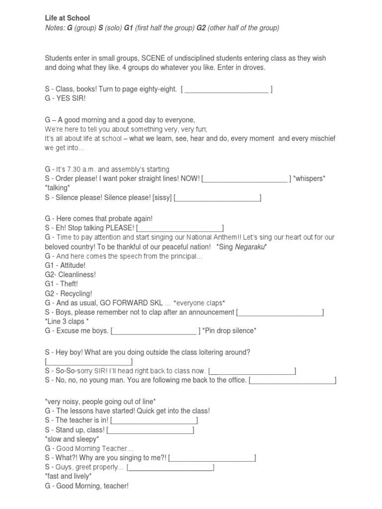 Life at School Choral Speaking | PDF | Further Education