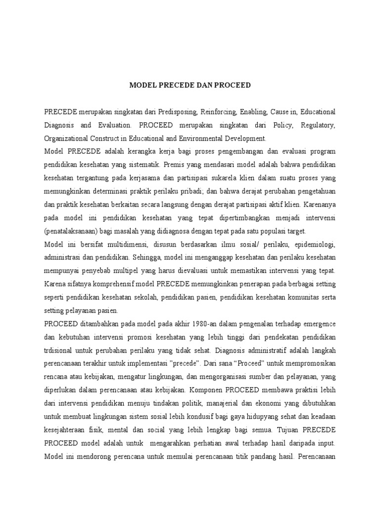 Model PRECEDE-PROCEED untuk Kesehatan | PDF