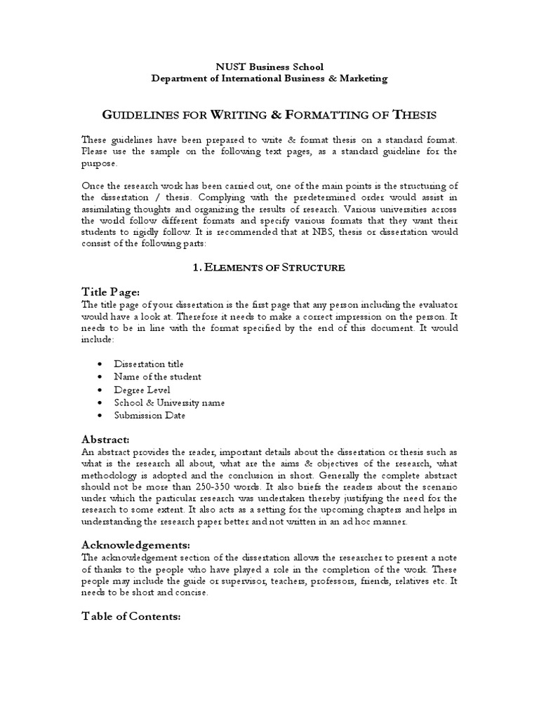 Guidelines For The Thesis | PDF | Thesis | Science