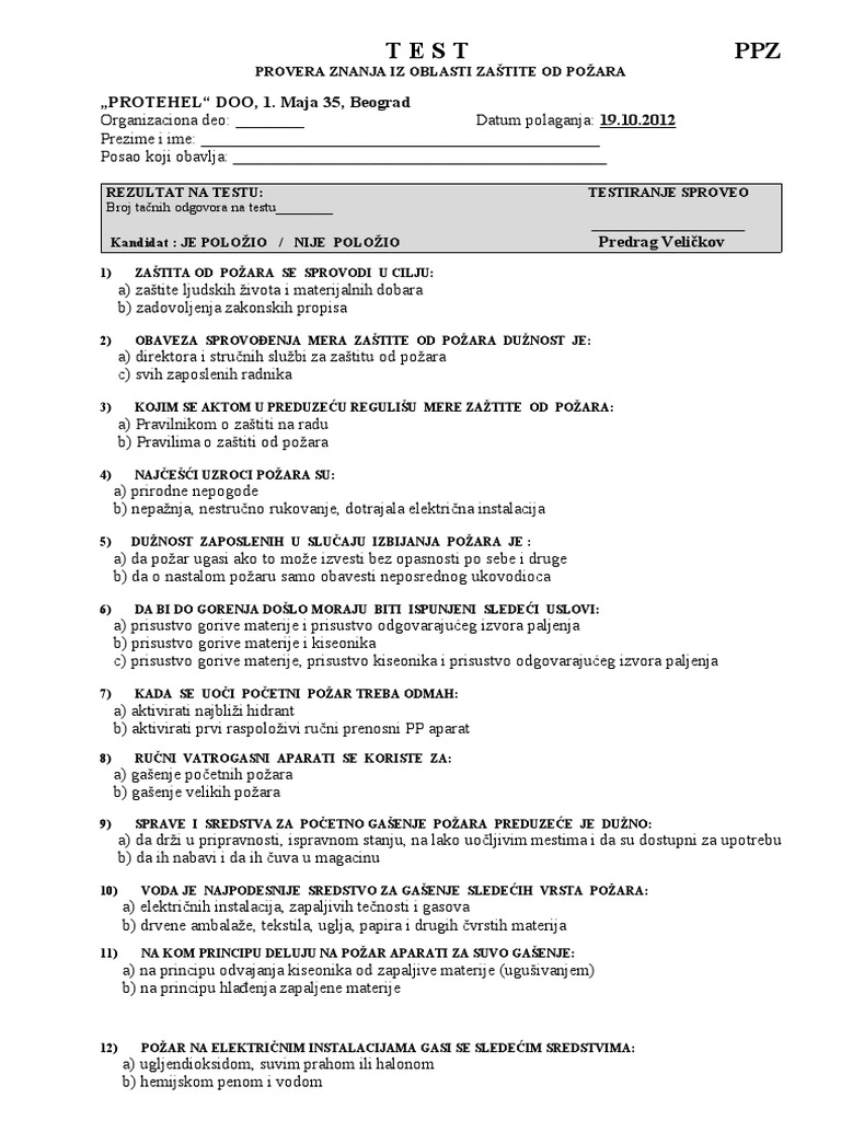 Pitanja-PPZ Ispit | PDF