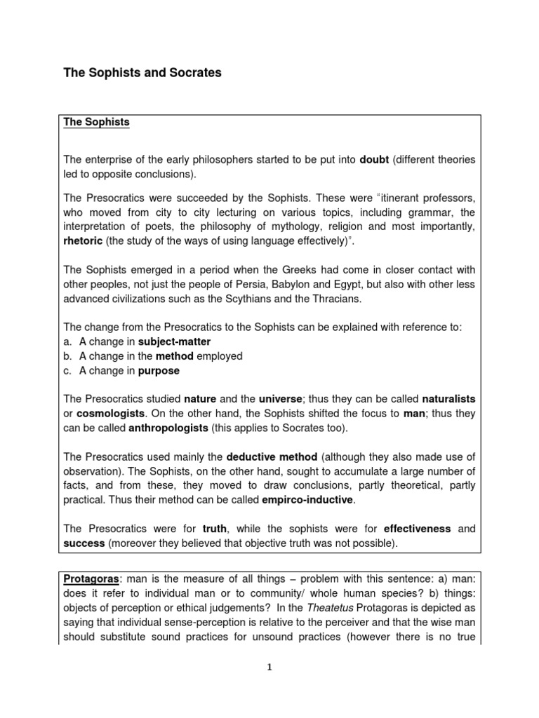 The Sophists and Socrates Short Notes | Sophism | Socrates