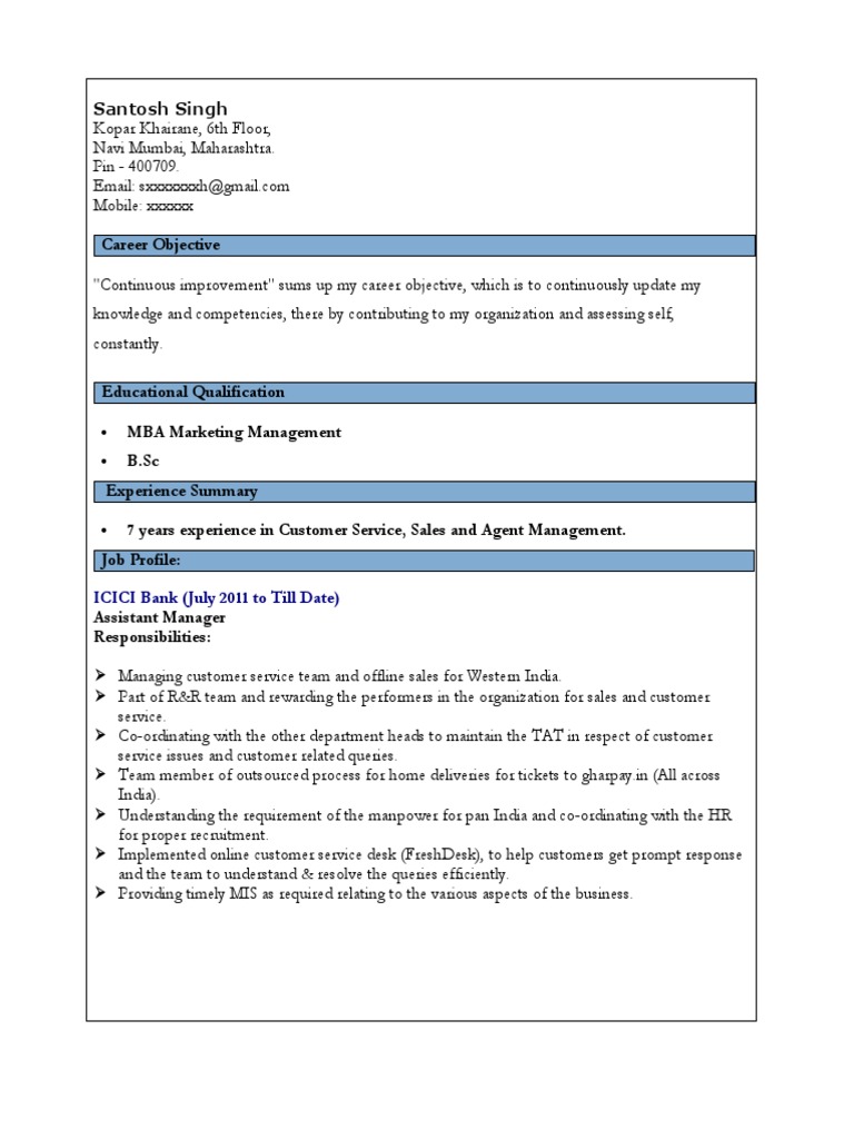 Resume Format For Bank Jobs PDF | PDF | Human Resources | Microsoft Excel