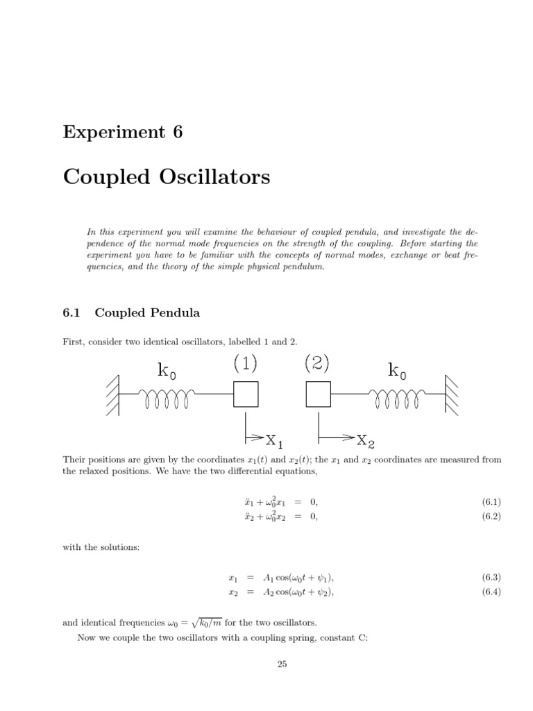 Coupled Oscillators | PDF | Rotation Around A Fixed Axis | Pendulum