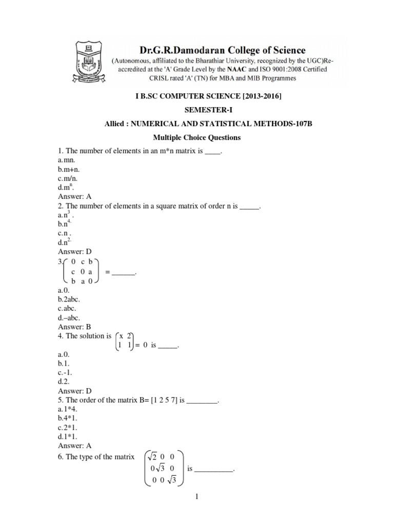 107b Numerical And Statistical Methods Pdf Correlation And Dependence Eigenvalues And