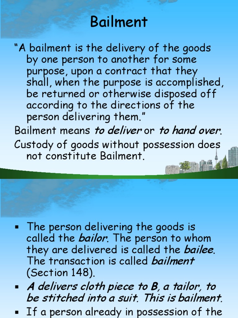 Bailment Contract | PDF | Indemnity | Business Law