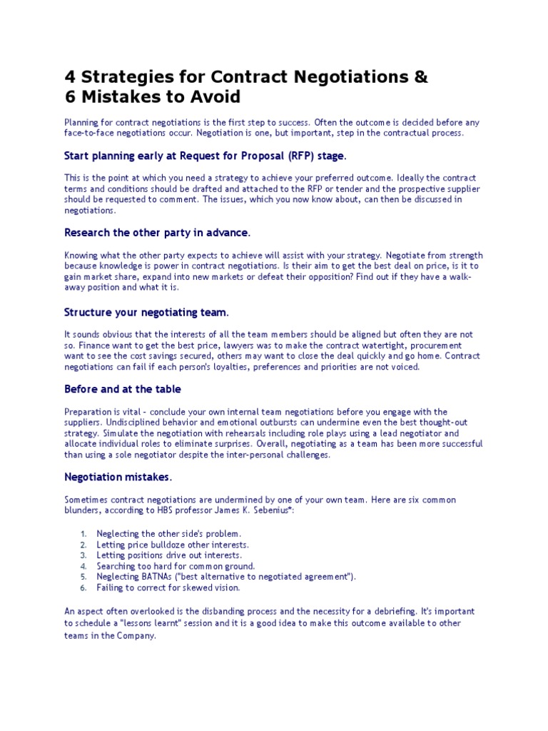 4 Strategies for Contract Negotiations | Request For Proposal | Procurement
