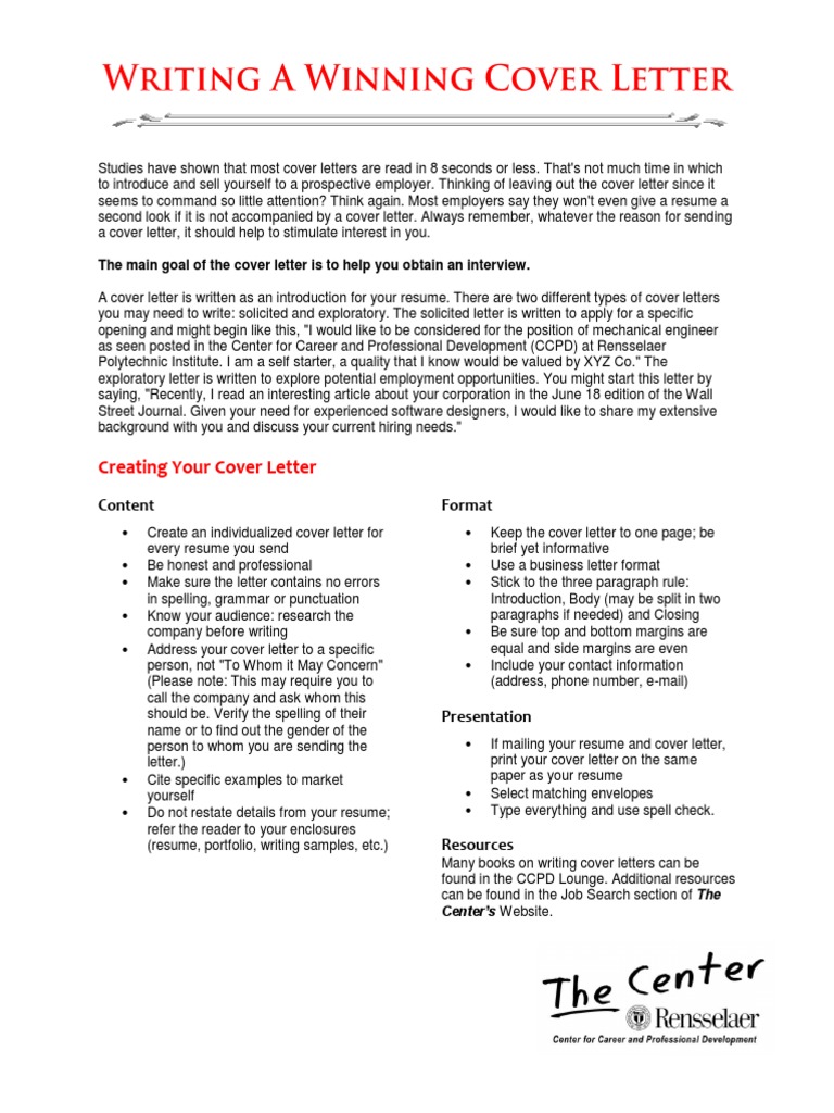 Writing A Winning Cover Letter 6.11 | Download Free PDF | Résumé ...