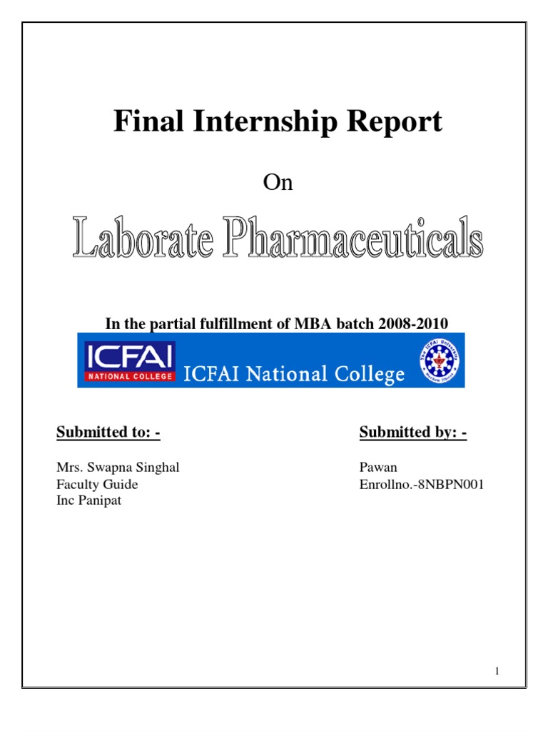 Internship Report On Laborate Pharmaceuticals India Ltd. | PDF ...