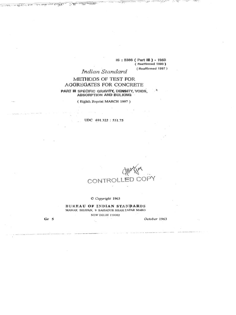 Is 2386 Part 3 Aggregate Testing | PDF