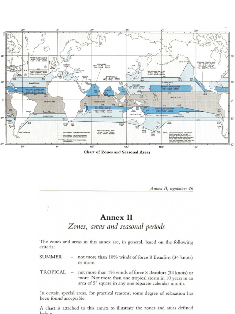 LOAD LINE ZONE AREA AND SEASONAL PERIODS.
