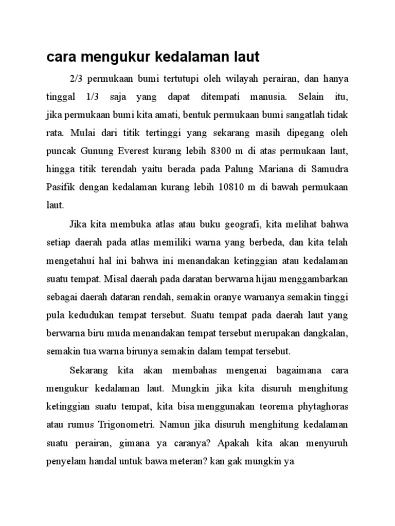 Mengukur Kedalaman Laut dengan Gelombang | PDF