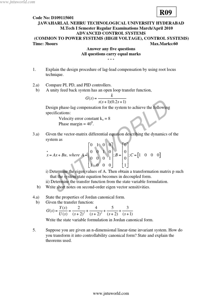 09-Advanced Control Systems April 2010 | PDF | Control System ...
