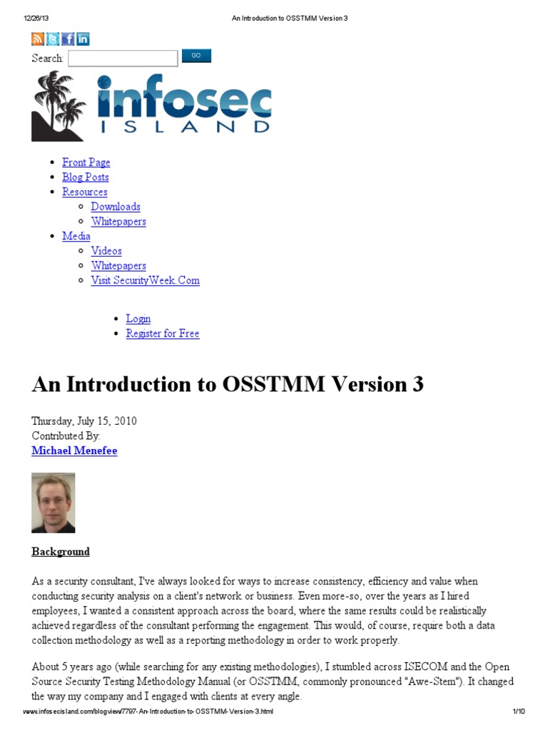 An Introduction To OSSTMM Version 3 | PDF | Information Security ...