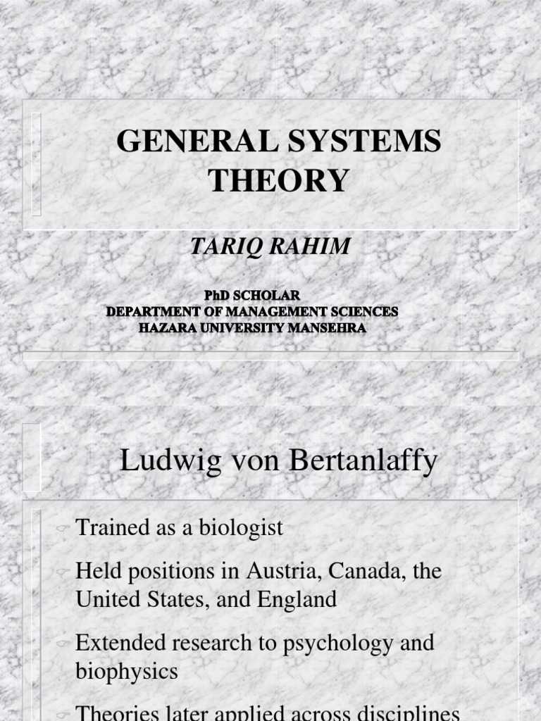 Overview of General Systems Theory | PDF | Systems Theory | System