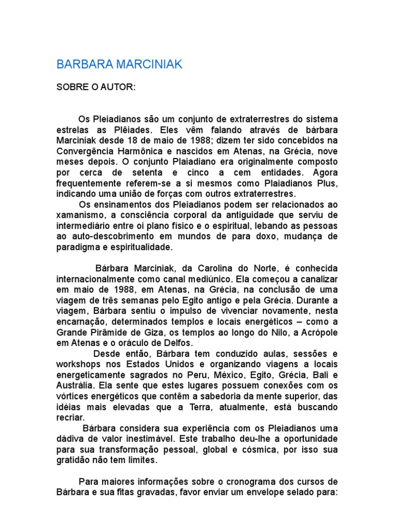 Barbara Marciniak - Sobre o Autor - Família Da Luz - Filhos Da Luz ...