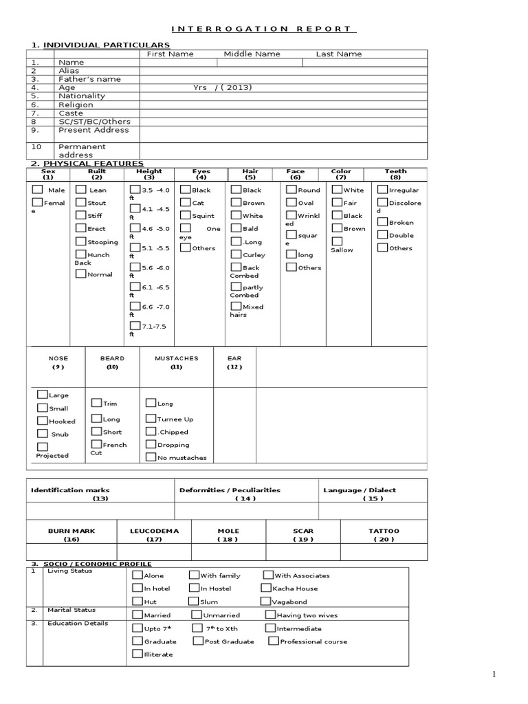 Interrogation Form 1 | PDF