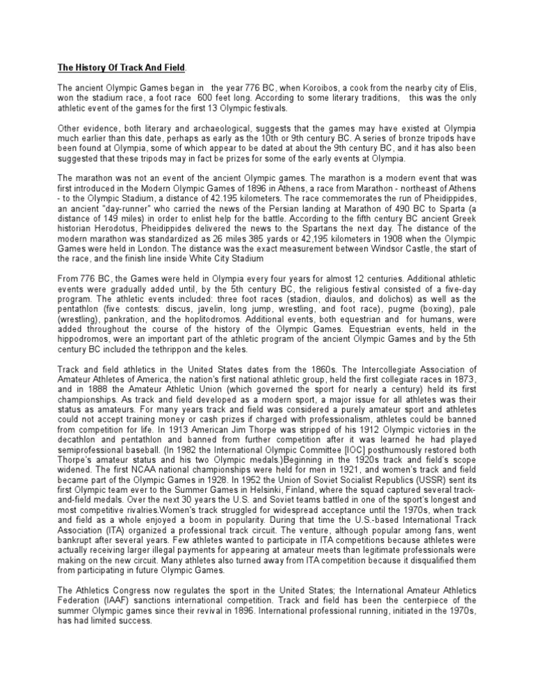The History of Track and Field - Where Running Started | PDF | Track ...
