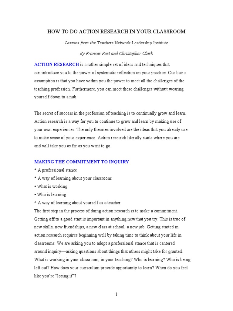 Action Research in Your Classroom | PDF | Social Research | Social ...