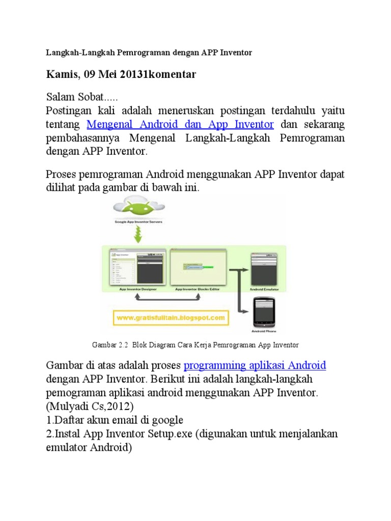 Langkah-Langkah Pemrograman Dengan APP Inventor | PDF