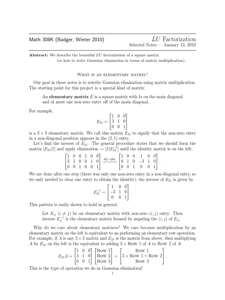 Lu | PDF | Matrix (Mathematics) | Functions And Mappings