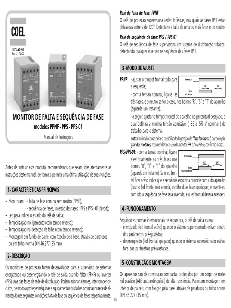 Manual - PPNF - PPS - PPS-01 - Rev2 - 12-00 PDF | PDF | Relé | Diodo emissor de luz