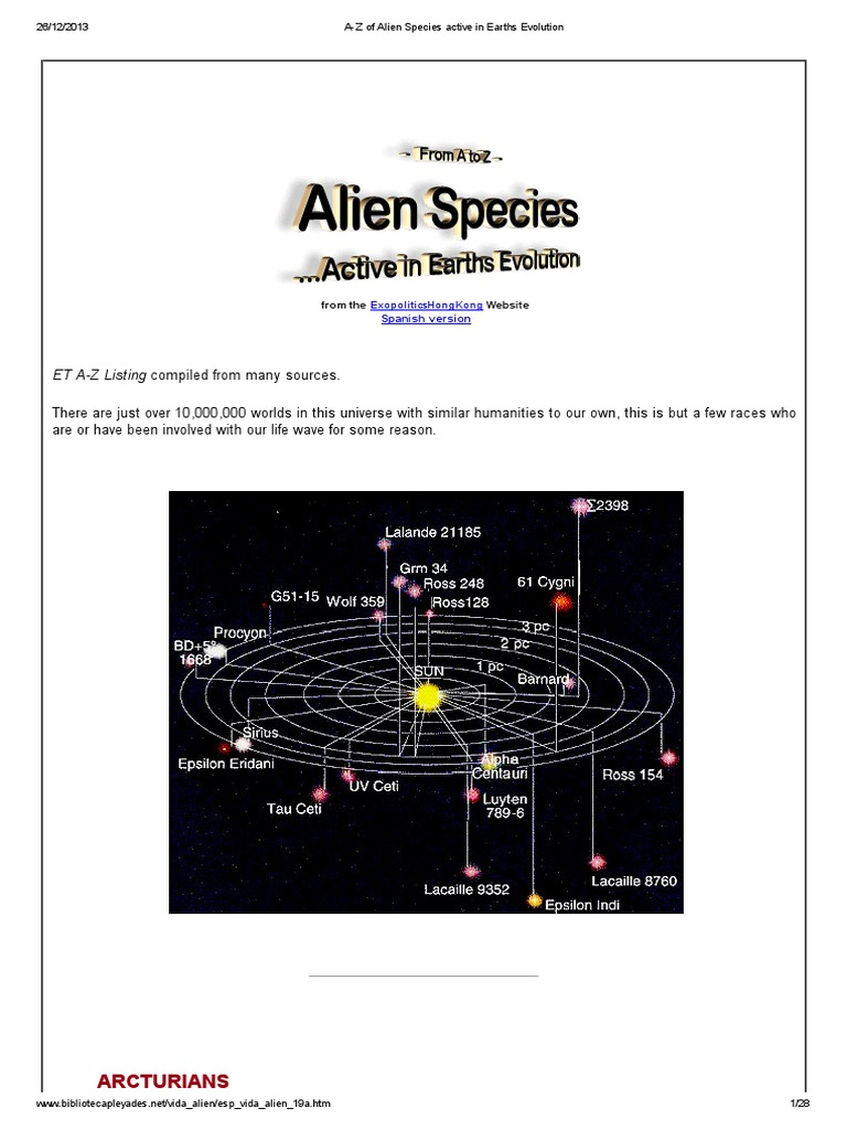 A-Z of Alien Species Active in Earths Evolutiona | PDF ...