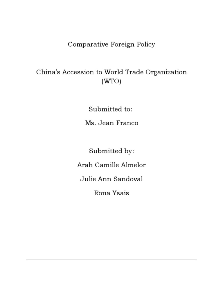 China's Entry To World Trade Organization | PDF | World Trade ...