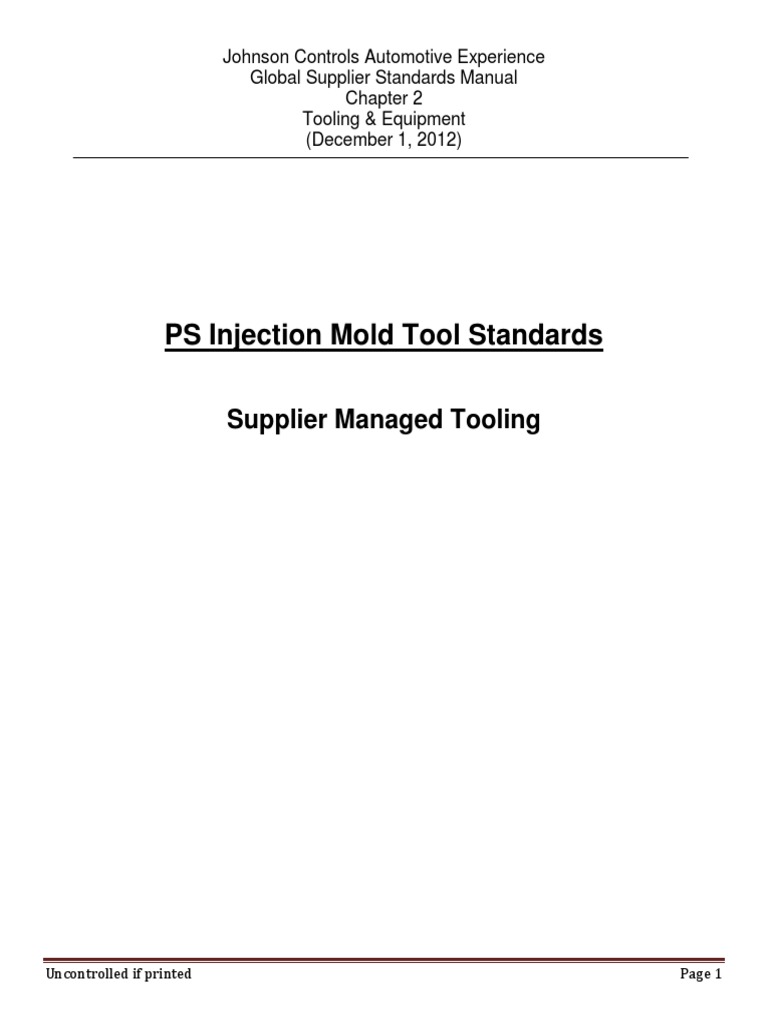 PS Injection Mold Tool Standards | PDF | Screw | Engineering Tolerance