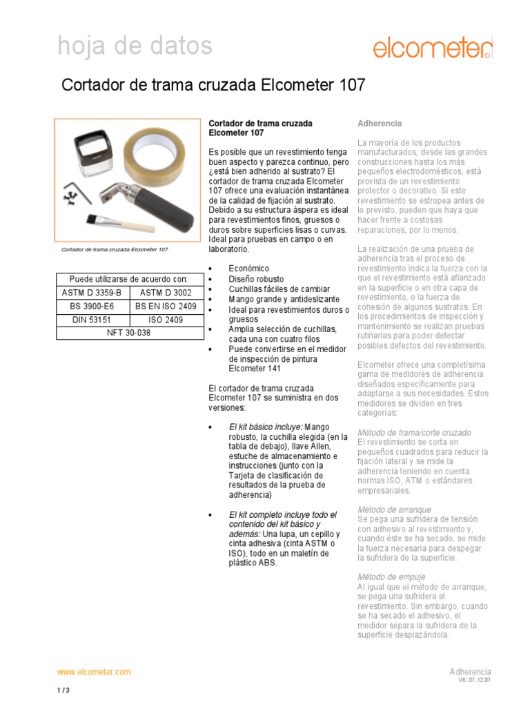 Elcometer 107 New PDF | PDF | Revestimiento | Adhesión