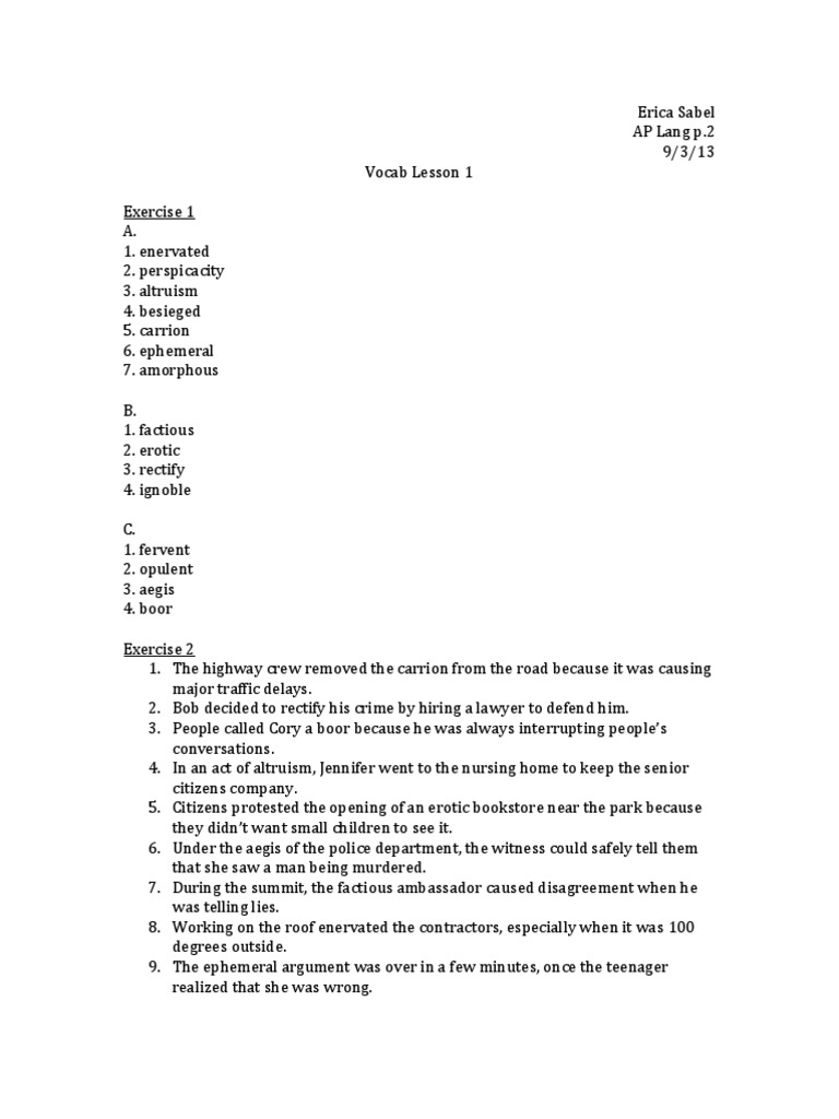 Vocab Lesson 1 | PDF