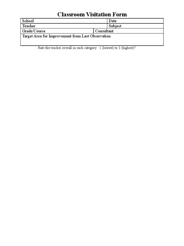 Classroom Visitation Form | Teachers | Applied Psychology