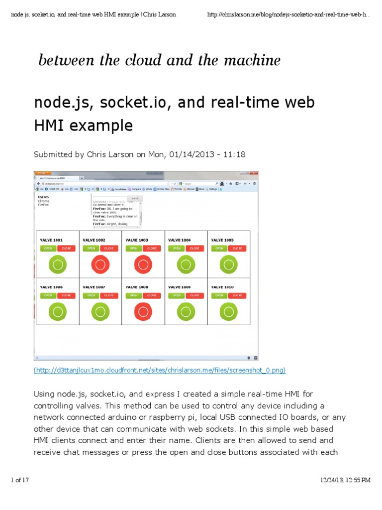 Node - JS, Socket - Io, and Real-Time Web HMI Example - Chris Larson | PDF | Network Socket ...