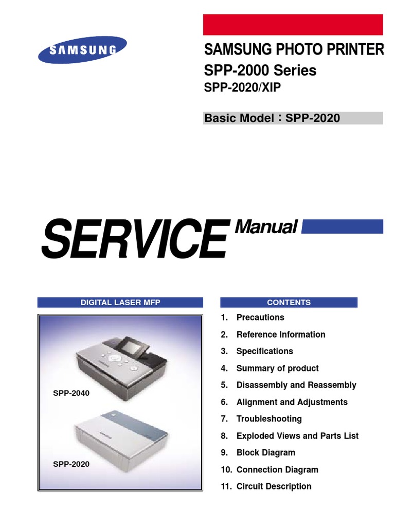 Samsung SPP 2000 and SPP 2020 XIP Service Manual | PDF | Electrostatic ...