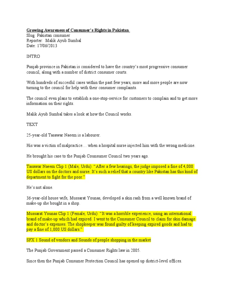 Growing Awareness of Consumer Rights in Pakistan: How the Punjab ...