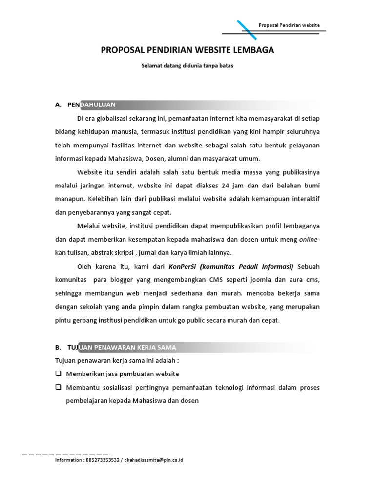 Contoh Proposal Proyek Desain Website | PDF