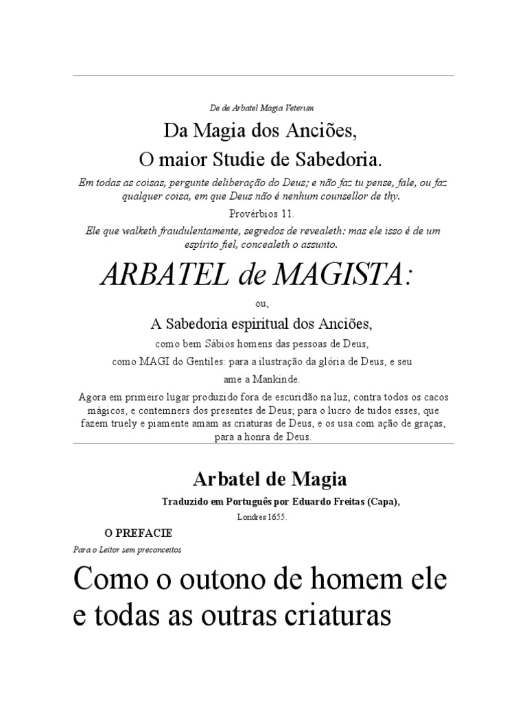 Arbatel Magia Veterum Magia Dos Ancioes | PDF | Diabo | Deus
