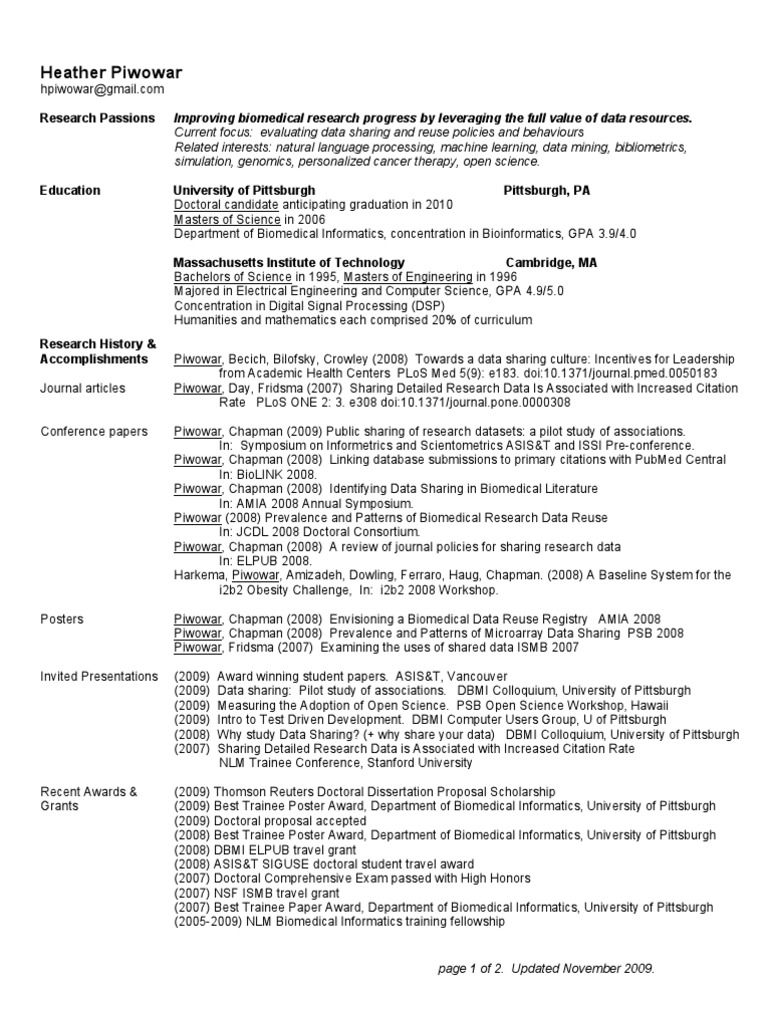 Biomedical Data Sharing Advocate | PDF | Health Informatics | Computer ...