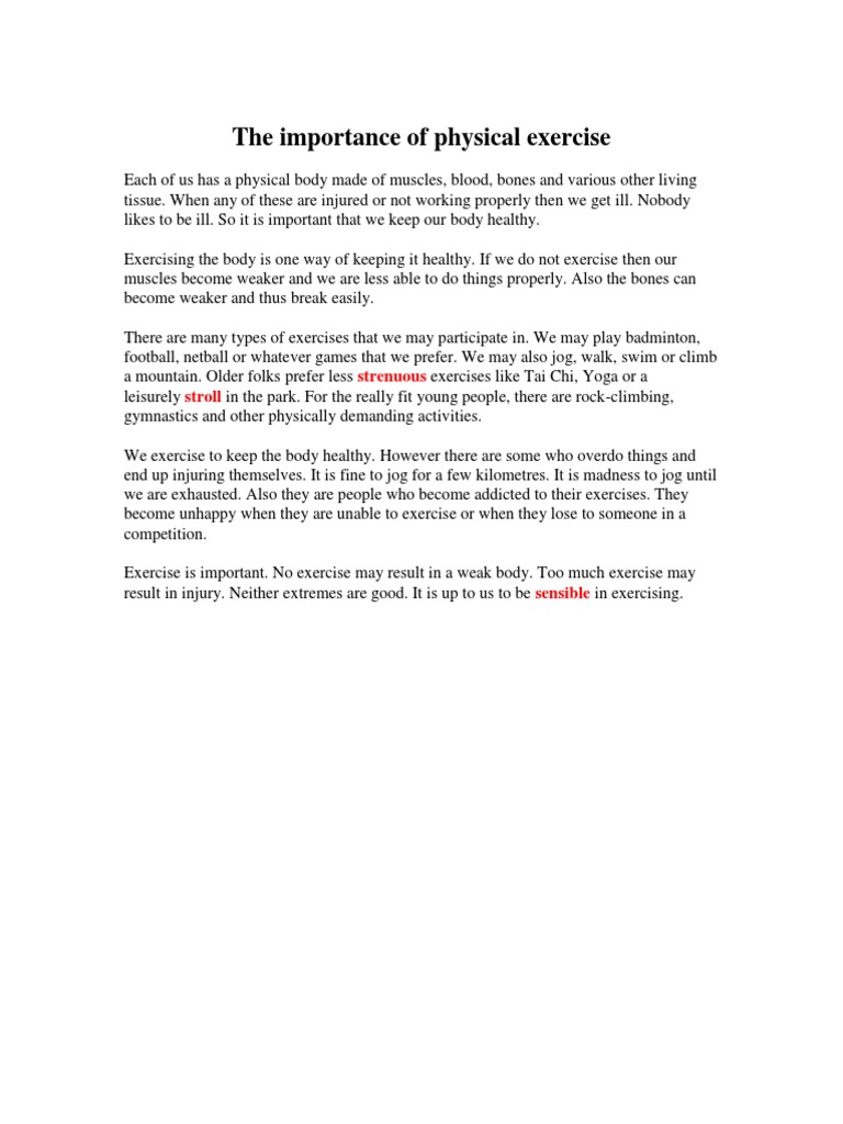 The Importance of Physic Importance of Physical Exerciseal Exercise ...