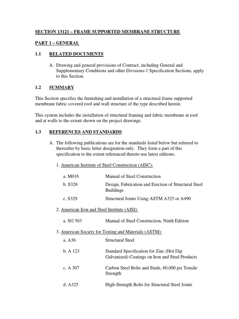 Frame Supported Membrane Structure | Download Free PDF | Truss ...
