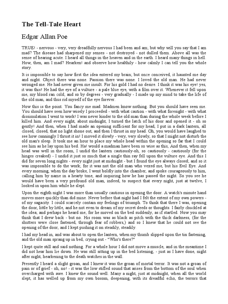 Edgar Allan Poe - The Tell-Tale Heart | PDF