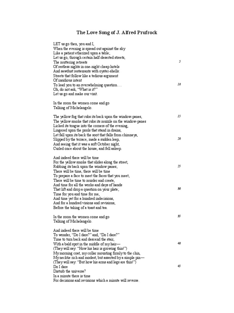 The Love Song of J. Alfred Prufrock | PDF