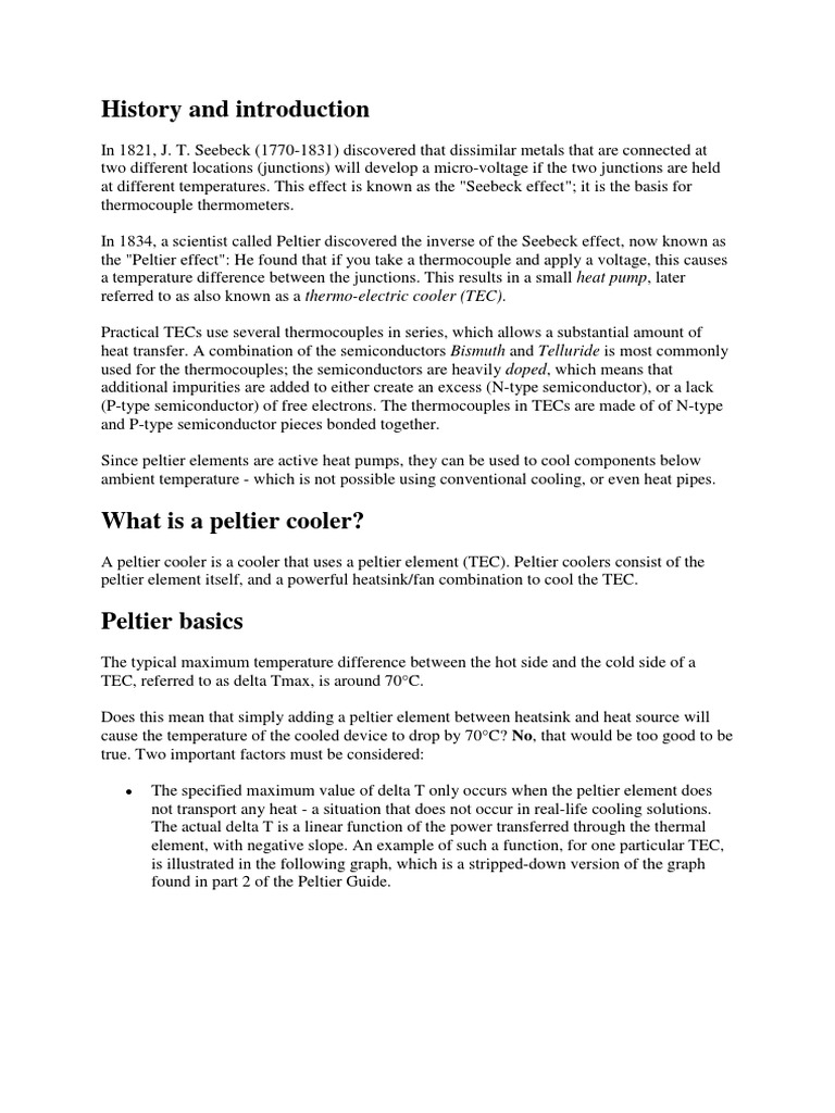 Peltier Effect: History and Applications | PDF | Thermodynamics | Physics