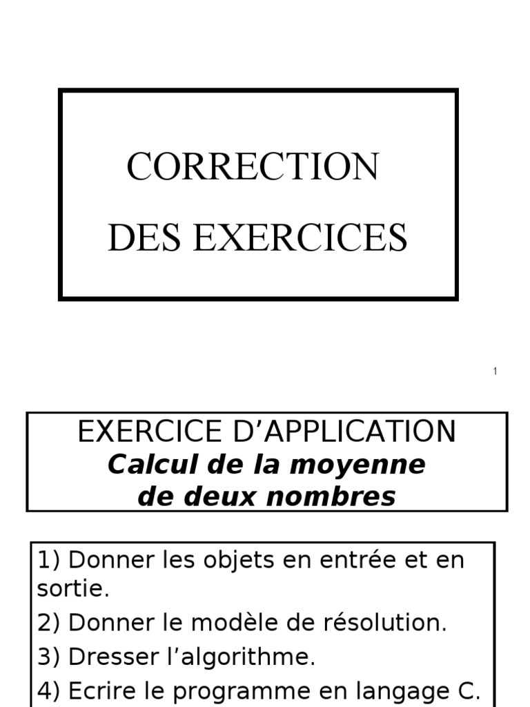 Correction Exercices | PDF | C (Langage de programmation) | Tableau (structure de données)