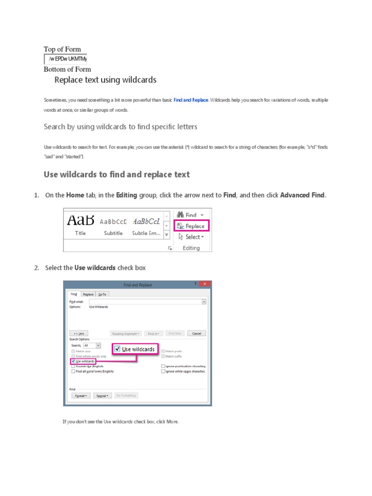 Wildcards | PDF | String (Computer Science) | Typographical Symbols