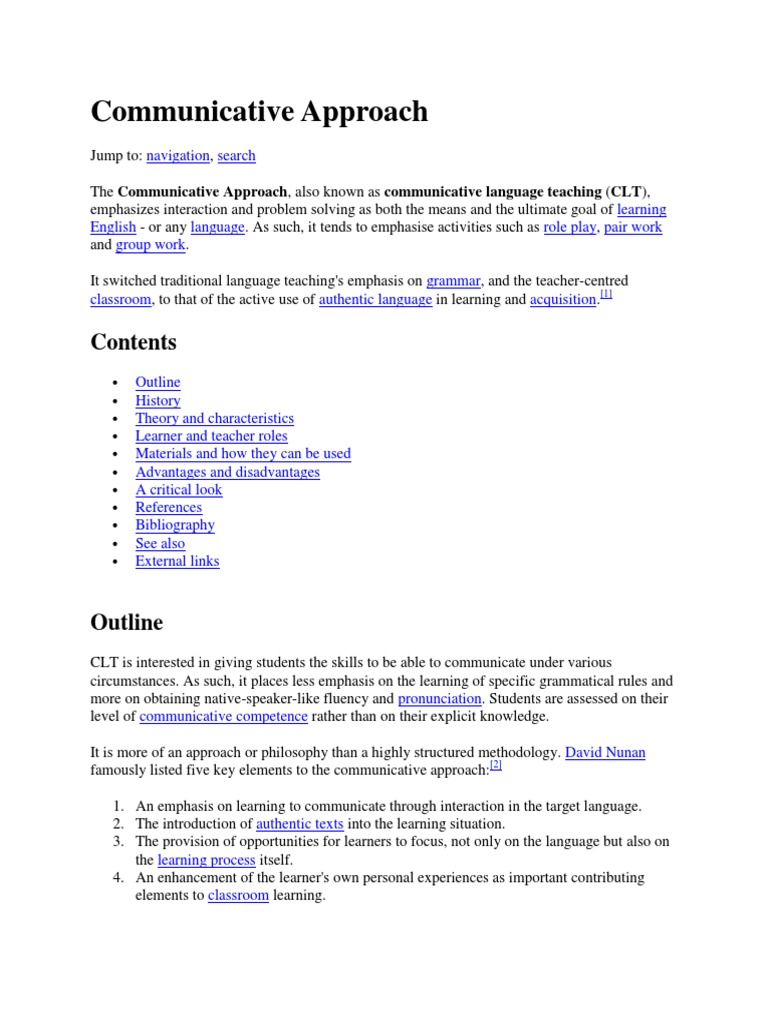 Communicative Approach | PDF | Language Education | Learning