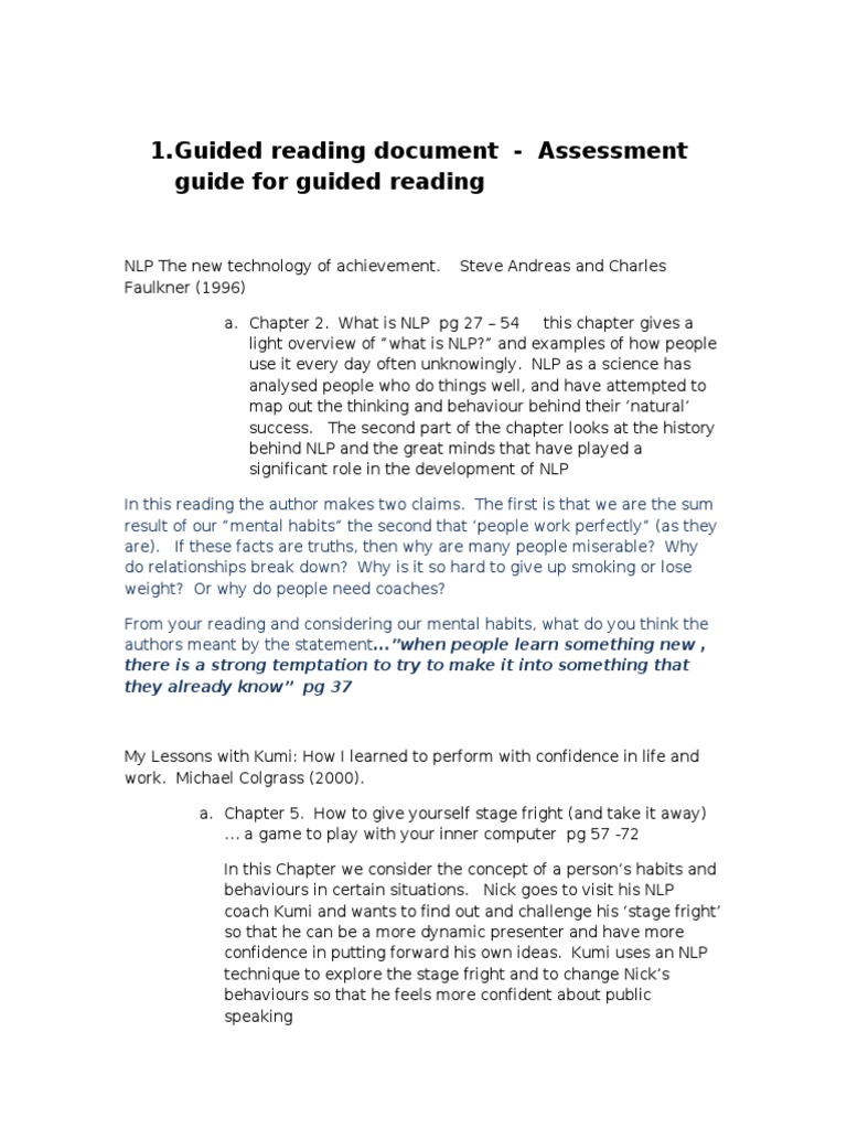 1.guided Reading Document - Assessment Guide For Guided Reading | PDF ...